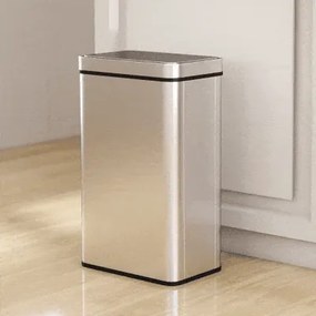 HOMCOM 60 L senzorem ovládaný odpadkový koš, automatické víko, nerezová ocel, univerzální použití, stříbrná barva