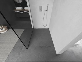 Mexen Kioto, sprchová zástěna Walk-In 60 x 200 cm, 8mm čiré sklo černý vzor, ​​broušená ocel profil, 800-060-101-97-70