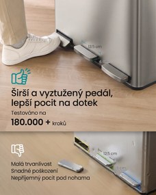 Odpadkový koš s víkem Jordan 3x18 L stříbrný