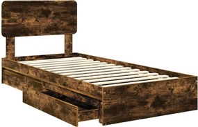 Postel s úložným prostorem se zásuvkou Kouřový dub 90 x 200 cm 3412315