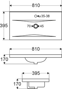 Mereo Mereo, Nábytkové umyvadlo, 81x39,5x17 cm, keramické, bílé, UC8139