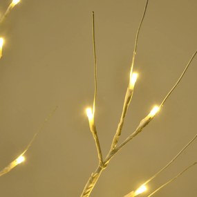 HOMCOM Umělý strom, umělá bříza, s LED osvětlením, teplá bílá, realistická bílá kůra, 17D x 17Š x 120V cm