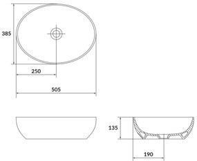 Cersanit Larga, umyvadlo na desku 50x38 cm, bílá matná, K677-017