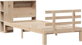 Postel s knihovnou bez matrace 75 x 190 cm masivní borovice 3322729