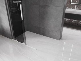 Mexen Velar L, posuvná sprchová zástěna Walk-in 110 x 200 cm, 8mm šedé sklo, bílá matná, 871-110-003-43-20