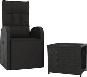 2dílná zahradní sedací souprava černá polyratan a ocel 3157661