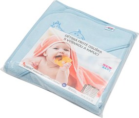 Dětská froté osuška s výšivkou a kapucí New Baby 80x80 modrá žirafka