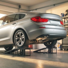 HOMCOM sada 2 hydraulických ramp, nosnost 3 tuny, nastavitelná výška 23–32,5 cm, pro pneumatiky do 23 cm, zvedací rampy pro výměnu oleje do garáže a …