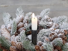 Černý antik zapichovací svícen na úzkou svíčku na věnec - Ø 4*14cm