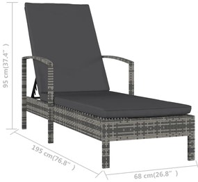 vidaXL Marketos Zahradní lehátko s područkami polyratan šedé