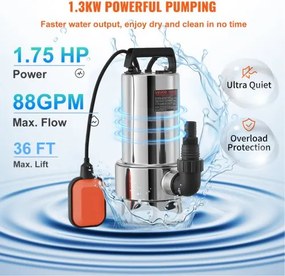 ponorné vodní čerpadlo, 1300 W 20000 l/h, s 10 m