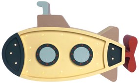 OnaDnes -20% Peekaboo Žlutá dřevěná dětská LED lampa Ponorka 40 cm
