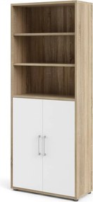 Skříň Modulo 89 x 40 x 221,5 cm, dveře dřevo, dub sonoma / bílá