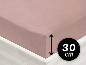 Jersey napínací prostěradlo na vysokou matraci JR-024 Hnědorůžové 80 x 200 - výška 30 cm