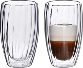 Sada 2 ks skleněných hrnků PETER STRIPES 450 ml čirá