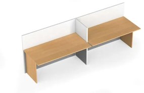 Rovný kancelářský stůl PRIMO s paravanem, 2 místa, magnetická tabule, bříza