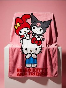 Sinsay - Deka s potiskem Hello Kitty - pastelová růžová