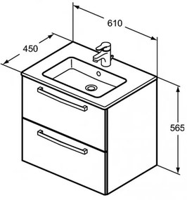 Ideal Standard Tempo - SET umyvadlo 60cm + skříňka, 2 zásuvky, Lávová šedá K2979LG