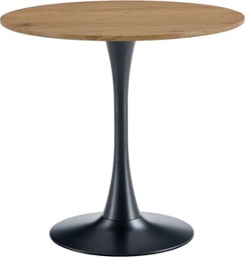 Jídelní stůl, dub/černá, průměr 80 cm, REVENTON NEW