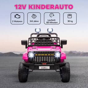 AIYAPLAY Elektrické auto pro děti 3+ let, bateriově poháněné 12V s dálkovým ovládáním, nastavitelnou rychlostí, USB, reflektory a klaksonem, růžové f…