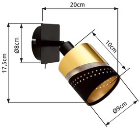 Globo 54046-1 - Nástěnné bodové svítidlo OR 1xE14/25W/230V černá/zlatá