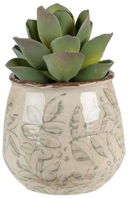 Béžový keramický obal na květináč s listy Lovely Leaves S - Ø11*10 cm