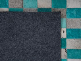 Tyrkysový / šedý kožený koberec 160 x 230 cm NIKFER Beliani
