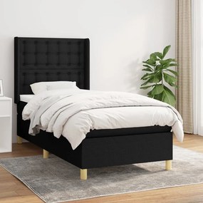 vidaXL Box spring postel s matrací 90x200 cm textil [3132285] Barva: Černá