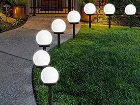 Verk Group 4x solární zahradní lampy bílé kuličkové bílé s rozsvícením 10 cm