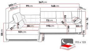 Rohová rozkládací sedačka s úložným prostorem OKLAHOMA - žlutá, pravý roh