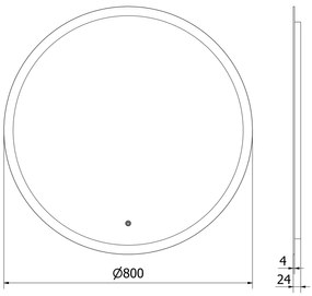 Mexen Oro, kulaté LED podsvícené koupelnové zrcadlo 80 cm, 6000K, topná podložka proti zamlžování, 9824-080-080-611-00