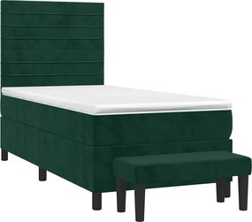 Box spring postel s matrací tmavě zelená 100x200 cm samet 3137890