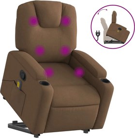 Zvedací masážní polohovací křeslo hnědé textil 3204384