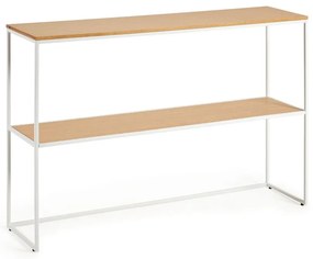 Bílý/v přírodní barvě konzolový stolek v dekoru dubu 30x120 cm Yoana – Kave Home