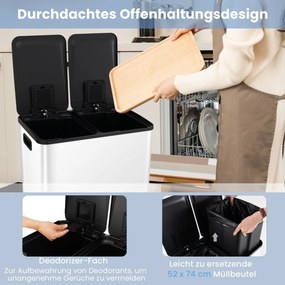 Costway Odpadkový koš 2 přihrádky 2 x 30L odpadkový koš kuchyňský