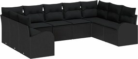 Set pohovek s polštářem Černá Poly Ratan 3346203