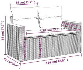 3dílná zahradní sedací souprava s poduškami šedá polyratan,  3225759