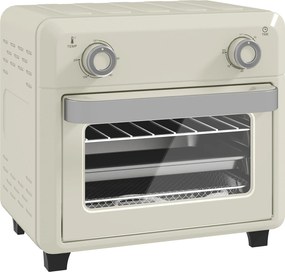 HOMCOM Mini trouba s konvekcí 10 l 2 v 1 Mini trouba s roštem, plechem na pečení a plechem na drobky, horkovzdušná fritéza 80 °C-230 °C, s dotykovým …
