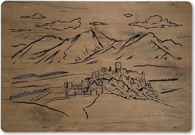 Li-Go "Spišský hrad" světelný obraz s baterií 90x62cm varianta ovládání: manuál/pohybové čidlo, provedení povrchu: bříza
