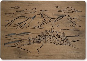 Li-Go "Spišský hrad" světelný obraz s baterií 90x62cm varianta ovládání: manuál/pohybové čidlo, provedení povrchu: dub světlý