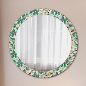 Kulaté dekorativní zrcadlo Květiny a ptáci fi 80 cm