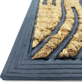 Kokosová rohožka Vlnky, 70 × 40 cm – přírodní motiv, gumová spodní strana