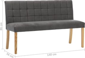 Lavice 140 cm šedá samet 288576