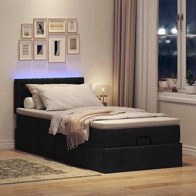 Osmanský rám postele s matrací černá 90x190cm textil 3312438