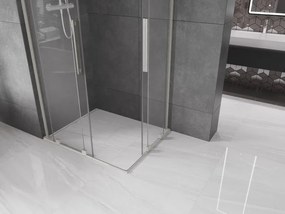 Mexen Velar L Duo, sprchový kout s posuvnými dveřmi 90 x 80 cm, 8mm čiré sklo, broušená ocel, 871-090-080-02-03-97