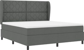Postel s boxspringem s čelo Tmavě šedá 180 x 200 cm textil 3340642