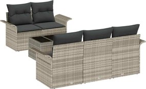 Set pohovek 6 ks Světle šedá polyratan 3345242