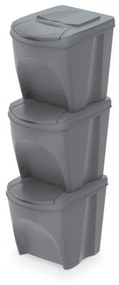 MAXIVA Sada 3 odpadkových košů - SORTIBOX III, 3x25 l Barva: šedá