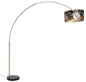 Oblouková lampa mosaz s květinovým motivem v černém odstínu 50 cm - XXL