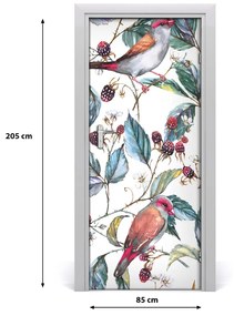 Samolepící fototapeta na dveře Ptáci a ostružiny 85x205 cm